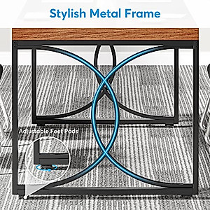 Tribesigns Rectangular Dining Table, 63-inch Wood Kitchen Table with Strong Metal Frame, Industrial Large Long Dining Room Table for 4-People Family, Splice Board (Walnut and Black) (XK00258)