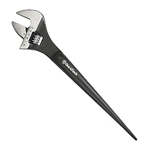 DURATECH 10-Inch Adjustable Construction Spud Wrench, Black Oxide Finish, CR-V Steel, SAE and Metric Scale Marked, Alignment Holes and Tail Crowbar Features