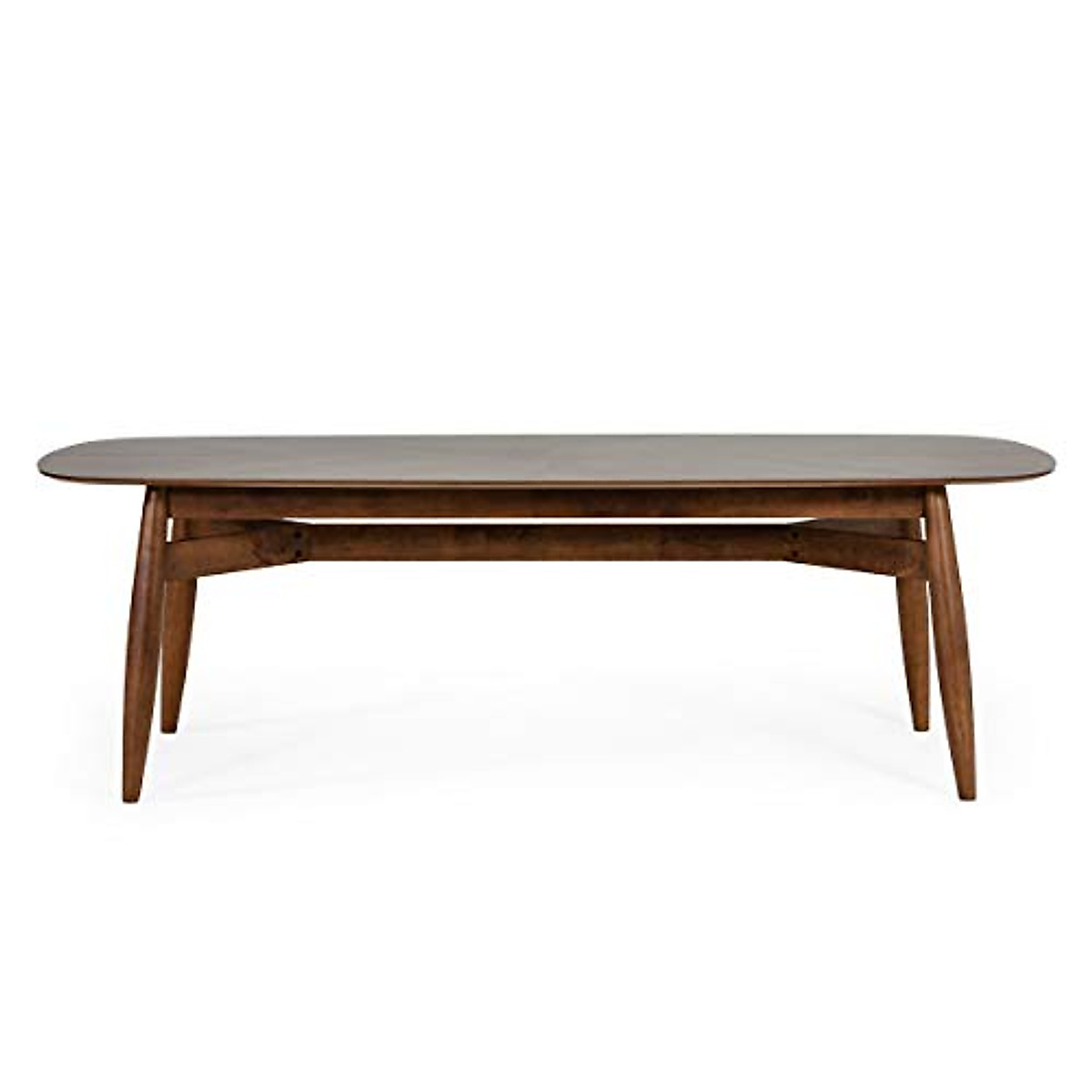 Limari Home Margit Collection Modern Style Beveled-Edge Walnut Finished Ash Veneer Top 8 Persons Rectangular Dining Table with Solid Wood Legs and Base, Brown