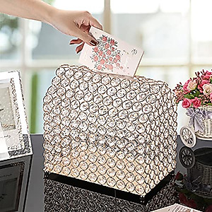 ELLDOO Crystal Wedding Card Box, House Shape Money Card Box Gold Gift for Wedding Receptions, Centerpiece Decor, Anniversary, Keepsake, Gift Display Box