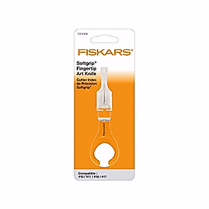 Fiskars Softgrip FingerTip Art Knife, Finger-Handicraft Knife/Blade, for Right- and Left-Handed People, Total Length: 10,7 cm, Quality Steel/Plastic, Orange, 1024409