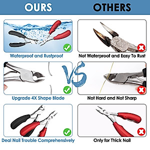 Modacraft Podiatrist Toenail Clippers, Professional Thick & Ingrown Toe Nail Clippers for Men Seniors, Ingrown Toenail Treatment Removal Kit with Nail Cutter Super Sharp Blade Soft Anti-slip Handle