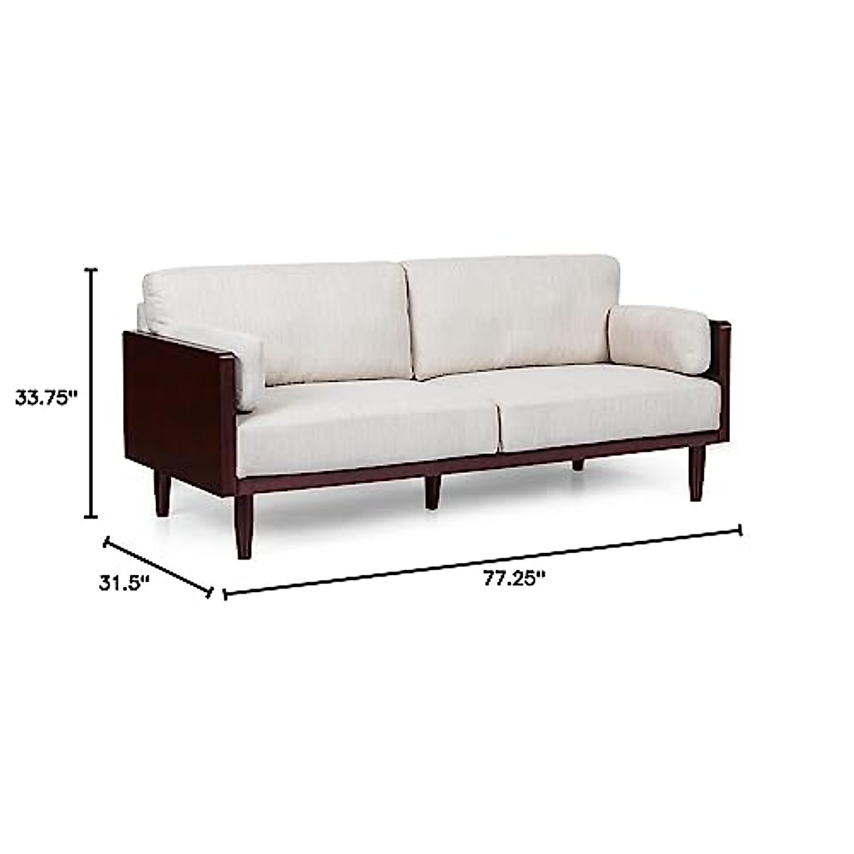 Christopher Knight Home Monture Upholstered 3 Seater Sofa - Beige/Dark Walnut