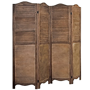 Room Divider Privacy Screen 4 Panel Room Dividers and Folding Privacy Screens 5.6ft.Tall Rustic Wood Brown Room Divider Wall Separator Partition Freestanding