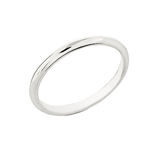 Dainty 10k White Gold Comfort-Fit Band Traditional 2mm Wedding Ring for Women, Size 6