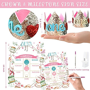 138 PCs Alice in Wonderland 1st Birthday Party Decorations, Hombae Alice in Onederland First Backdrop Balloon Garland Arrow Sign Monthly Photo Highchair Banner Box Cutout Cake Topper Crown Poster