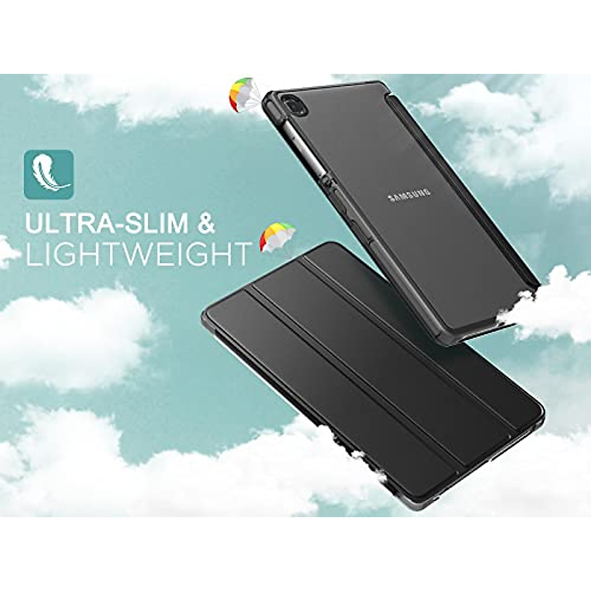 MoKo Case Fits Samsung Galaxy Tab A7 Lite 8.7 Inch (SM-T225/T220/T227), Lightweight Stand Smart Case Hard Shell Cover for Samsung Tab A7 Lite Tablet 2021 – Black