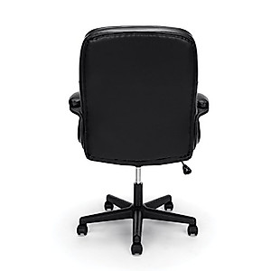 OFM ESS Collection Bonded Leather Executive Chair with Arms, Black