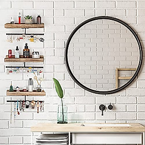 Miratino Jewelry Organizer Hanging Jewelry Holder Rustic Wood Wall Mounted Jewelry Storage for Necklaces Bracelets Earrings Rings Display Set of 3 Carbonized Black