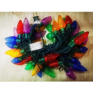 Dazhengyang Outdoor C7 Led Christmas Lights Warm White Commercial Grade Strawberry Holiday String Lights,50LED Green Wire 23Ft Heavy-Duty Wedding Party Colorful Decorative Lights Mood Lights