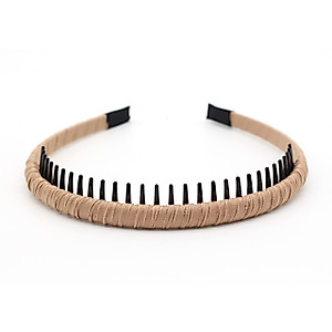 JOBAND 4pcs Hairbands for Women, Non-Slip Zig Zag Headbands, Adjustable Teeth Comb Hair Hoop, Daily Use, Yoga, Spa, Parties, Resin Cotton Blend