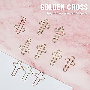 Paper Clip 100pcs Cross Bible Paper Clips 50 Rose Gold and 50 Gold Paper Clip, Notepads, Files, Folders, Bookmarks for Work, Study, Diary