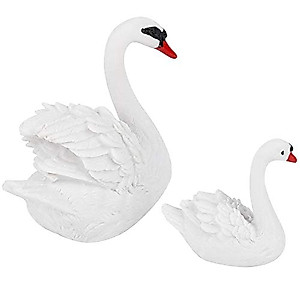 Dancal 2 PCS Swan-Shape Garden Statue Outdoor Sculpture Lawn Garden Scene Decor