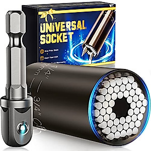 Universal Socket Tool Gifts for Men - Valentines Day Gifts for Him Her Husband Boyfriend Super Grip Socket Set with Power Drill Adapter(7-19mm) Cool Gadgets Birthday Fathers Day Christmas Gift Ideas