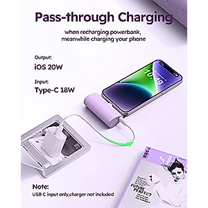 VEGER Mini Portable Charger for iPhone, 5000mAh 20W PD Fast Charging Battery Pack, Cordless Portable External Backup Charger Compatibel with iPhone 14, 13, 12, Airpods