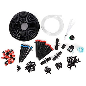 Oumefar 40m Drip Irrigation System Automatic Irrigation Plastic Watering System 4/7 Hose Set Drip Irrigation System Kit Sprinkler System for Garden Watering