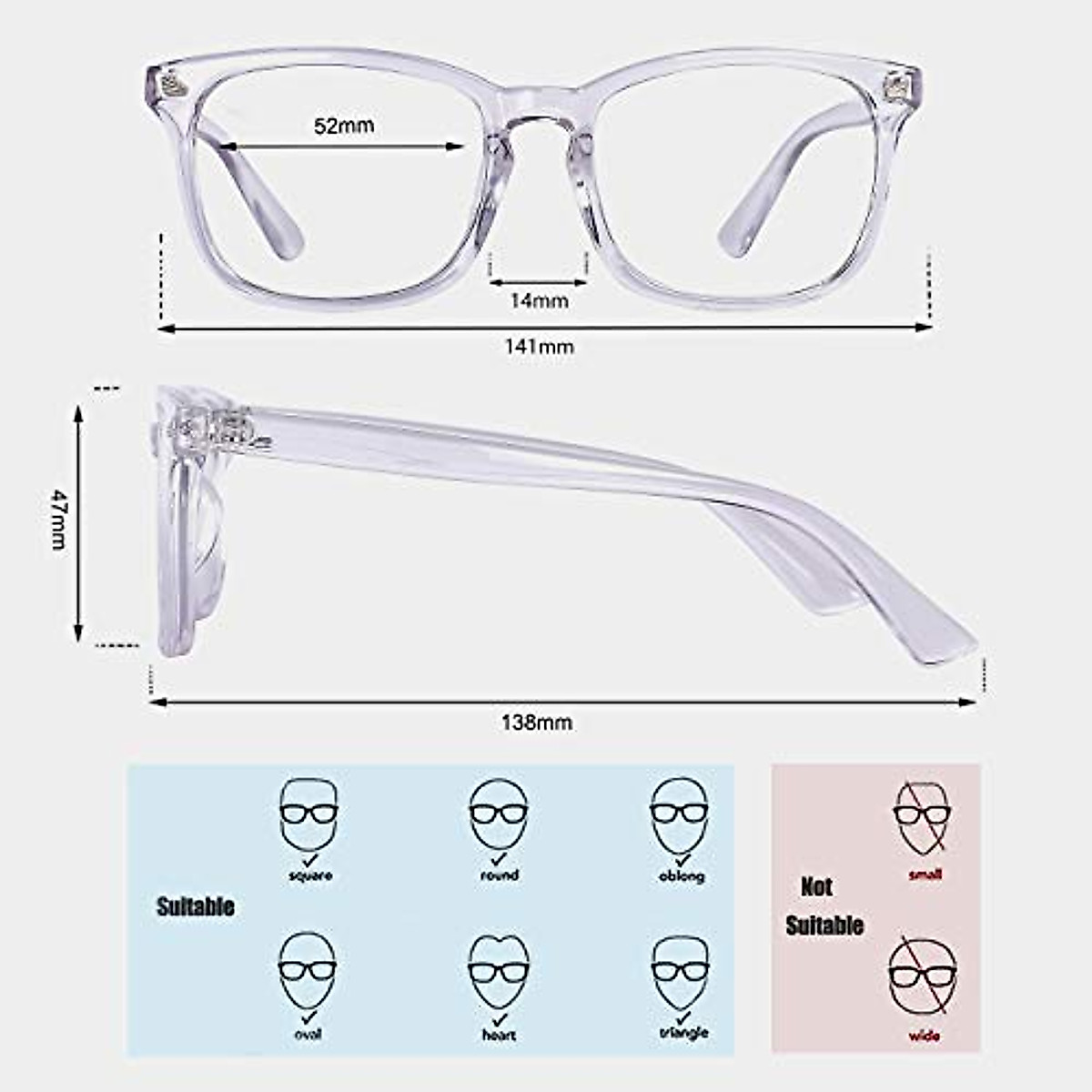 Maxjuli Blue Light Blocking Glasses,Computer Reading/Gaming/TV/Phones Glasses for Women Men(Transparent)