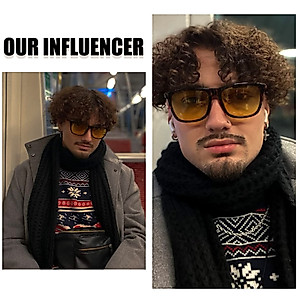 DUCO Night Driving Glasses for Headlight Anti-glare Night Vision Glasses With Yellow Lenses 3029 (Black)