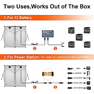 DOKIO Portable Foldable 150W 18v Solar Suitcase Monocrystalline, Folding Solar Panel Kit with Controller to Charge 12 Volts Batteries (AGM Lead/Acid Types Vented Gel) RV Camping Boat