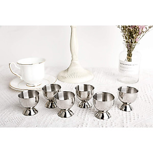 Egg Cup Holder Set for Soft Boiled Eggs Include 6 Stainless Steel Egg Tray Kitchen Tool