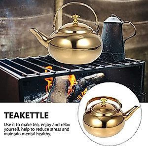 Hemoton Stainless Steel Tea Kettle Stovetop Teapot Hot Water Boiling Kettle with Handle Gas Cooker Metal Kettle Coffee Pot Golden