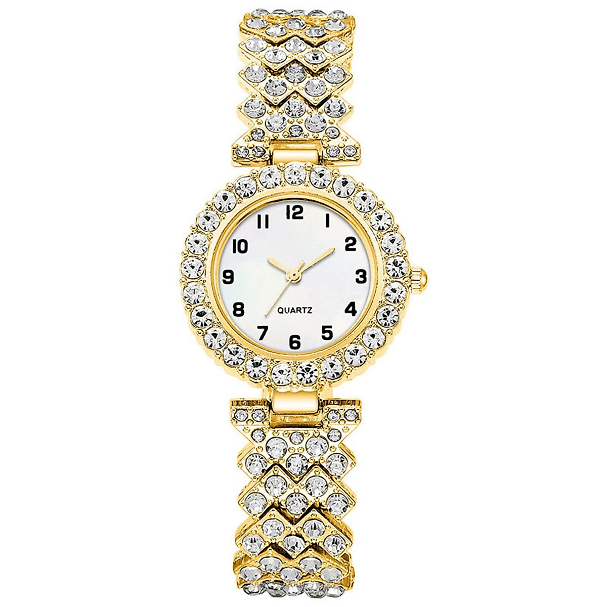 ADSBIAOYE Luxury Women Wrist Watches Crystal Inlay Bracelet Watch Fashion Casual Quartz Watch Female Watch (02 Gold) (G235)