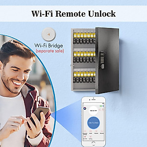 72 Key Cabinet Organizer,Metal Key Lock Box Wall Mount use OTP Technology Unlock,Fixed Password/Bluetooth Unlock, App Remotely Generates Pin Codes Without Internet,Great for Key Hook & Storage
