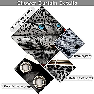 YOKYHOM 4 Piece Bathroom Sets with Shower Curtain and Rugs, Leopard Rose Bathroom Shower Curtain Sets with Rugs, Incl 71'' x 71'' Shower Curtain with 12 Hooks, Non Slip Bath Mats, Toilet Lid Oval Rug