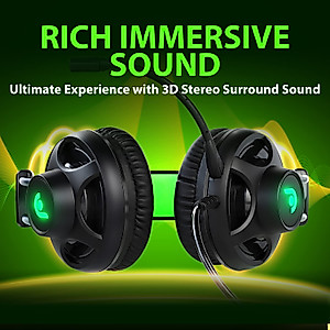 Fosmon Gaming Headset with Microphone & Volume Control, 3D Surround Strong Bass Over Ear Headphone with Ergonomic Headband Compatible with Xbox PS4 PS5 Nintendo Switch PC Laptop Desktop Mac