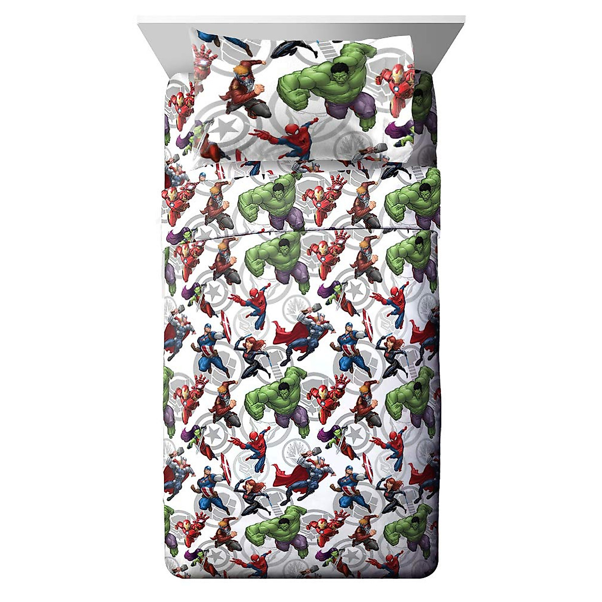 Jay Franco Marvel Avengers Team 5 Piece Full Bed Set - Includes Comforter & Sheet Set - Super Soft Fade Resistant Polyester - (Official Marvel Product)