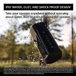 Sony SRS-XE200 X-Series Wireless Ultra Portable-Bluetooth-Speaker, IP67 Waterproof, Dustproof and Shockproof with 16 Hour Battery and Easy to Carry Strap, Black- New (Renewed)