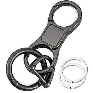DAYGOS Car Keychain Clip with Quick Release Key Rings, Universal Key Fob Holder with 4 Detachable Keyrings, Heavy Duty Car Keychain Organizer for Men and Women