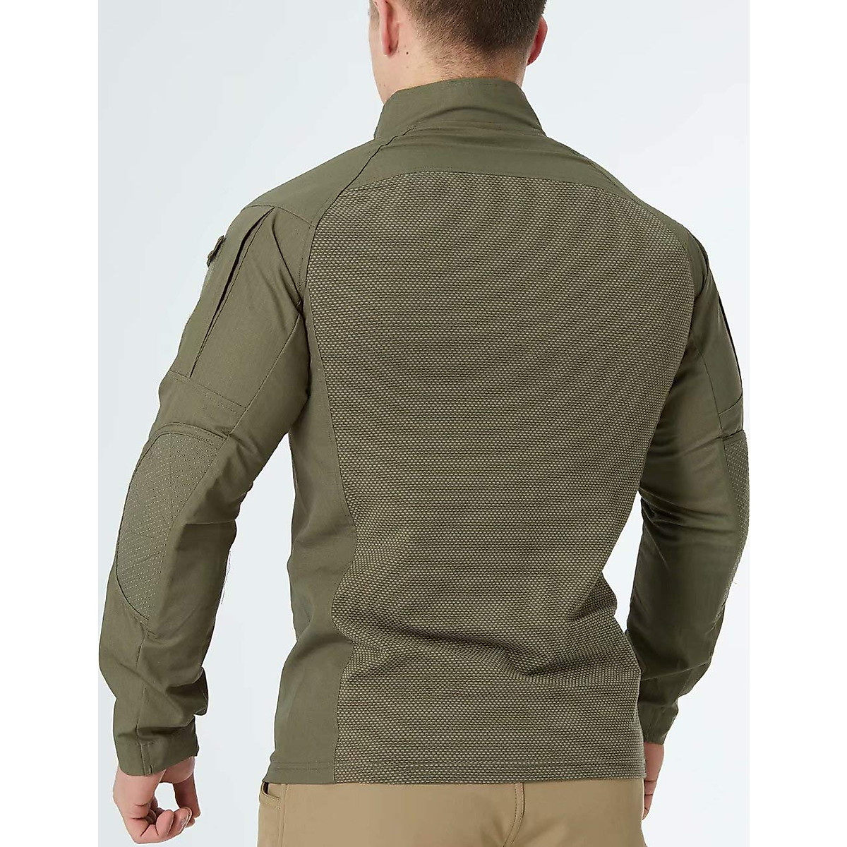 MAGCOMSEN Airsoft Shirt with Pads with Pads Military Shirts Combat Shirts Tactical Shirts for Men Hiking Shirts Quick Dry Shirts Fishing T Shirts Green