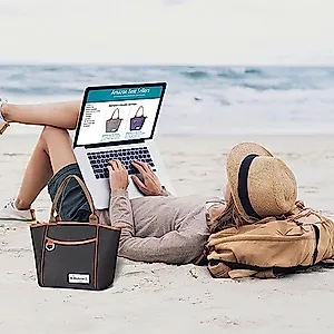 Lekespring 𝐋𝐮𝐧𝐜𝐡 𝐁𝐚𝐠 𝐖𝐨𝐦𝐞𝐧 Tote Coolers Box Leakproof Lunchbox Adult,Black, 𝟐 𝐩𝐜𝐬 𝐈𝐜𝐞 𝐏𝐚𝐜𝐤𝐬 (9L)