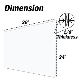 2 Pack Acrylic Sheet Plexiglass 24" x 36" x 1/8" Thick, Clear Cast 3mm 24x36 Large Plexi Glass Panel Use for Craft Projects, Picture Frames, Laser Engraving Sign Blanks or Cutting to Display Sizes.