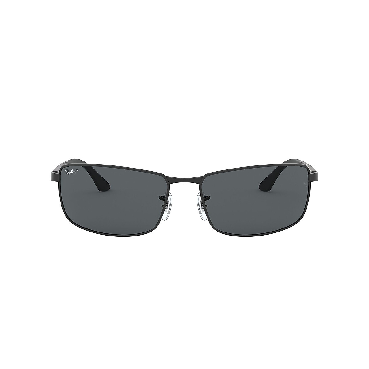 Ray-Ban Men's RB3498 Rectangular Sunglasses, Matte Black/Polarized Grey, 64 mm