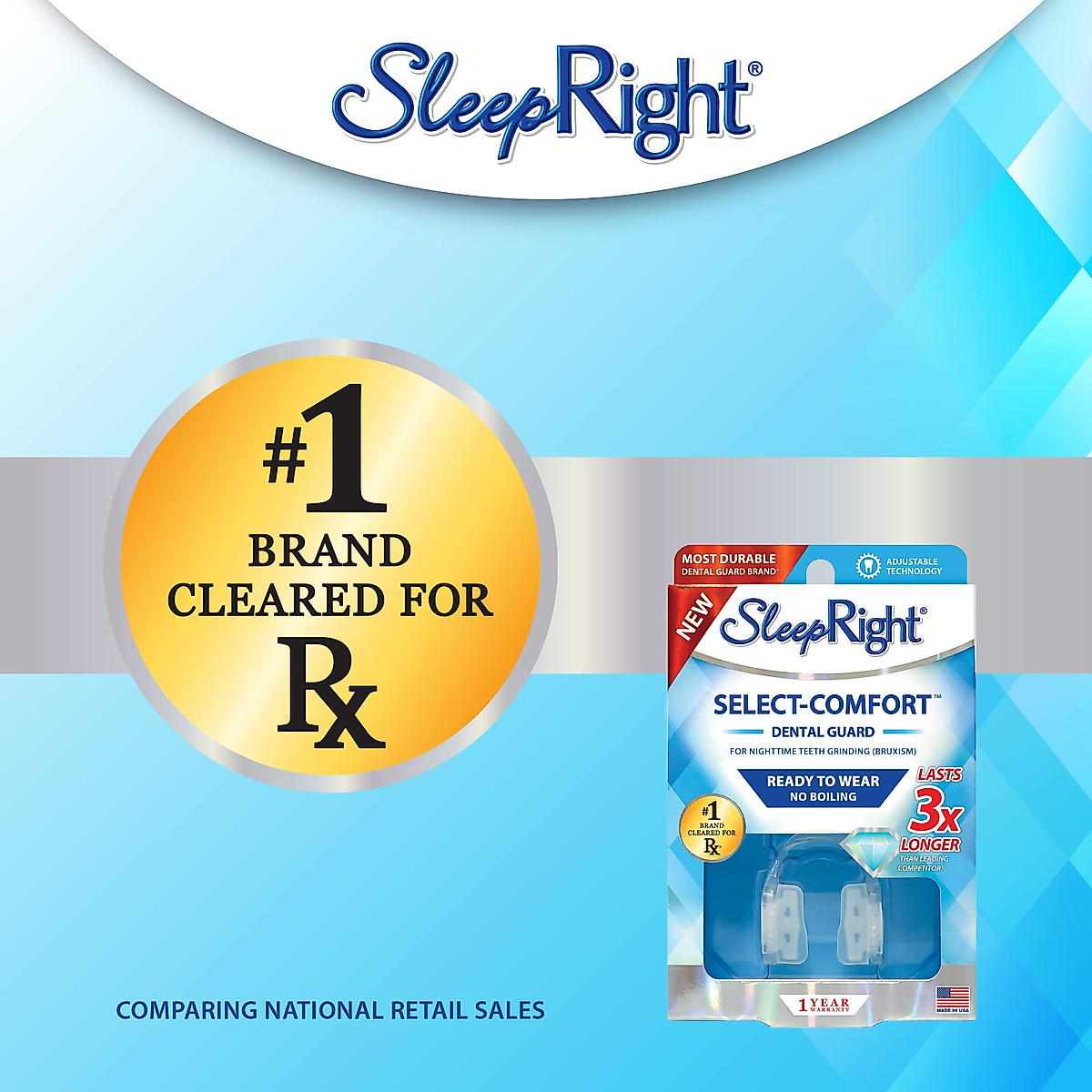 SleepRight Select-Comfort Dental Guard (New Version) - Sleeping Teeth Guard – Mouth Guard to Prevent Teeth Grinding