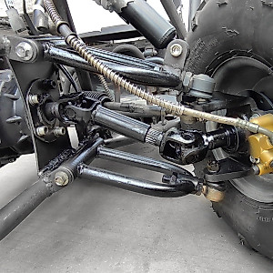 YC Yier Front Axle Kit 4 Wheel Drive Half Axle Assembly Shock Swingarm Tie Rod & Steering Wheel Gear Rack Pinion for Electric Go Kart ATV Quad Buggy Golf Cart 4 Wheeler Drift Trike Dolly Cart