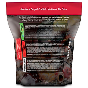 Blue Ridge Koi Fish Food 5lb - Koi Food 3/16” Large and Mini Blend Growth Formula, Goldfish Food, Premium Fish Food for Ponds, Ponds Fish Food, Floating Pond Pellets