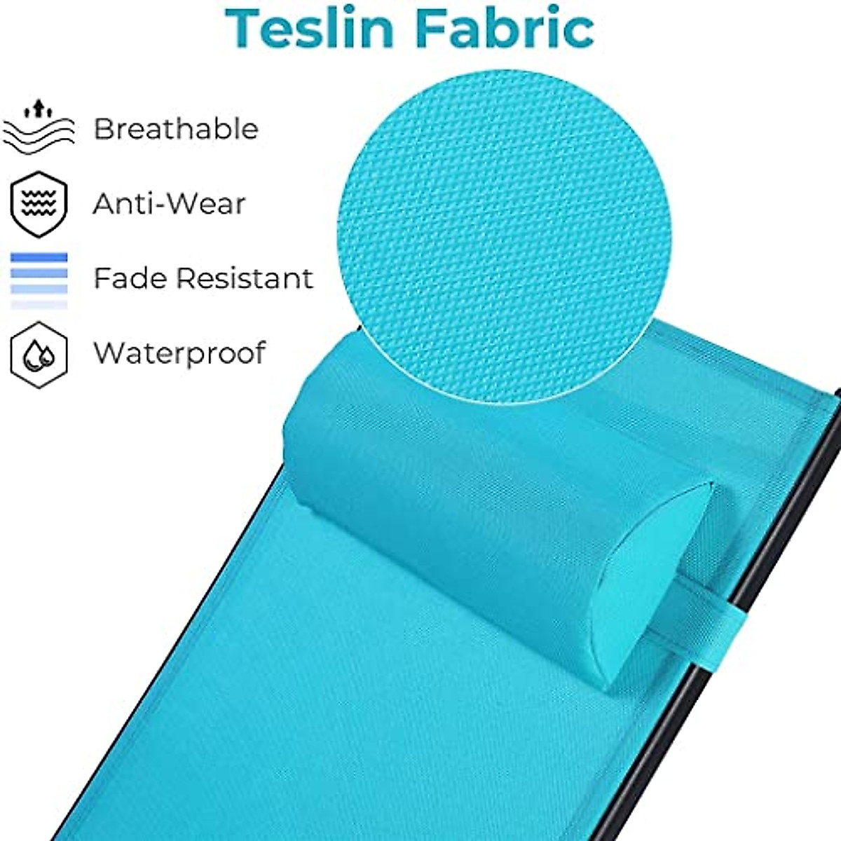 NICEDAYFY 3Pcs Sun Lounger Recliner Set Aluminum Chaise Lounges,Reclining Chair with 5 Adjustable Backrest, Head Cushion, Table for Garden (Color : A, Size : One Size)