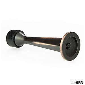 Ilyapa Solid Door Stops - 10 Pack 2 ? Inch Heavy Duty Door Stop - Traditional Solid Door Stop - Oil Rubbed Bronze with Rubber Bumper, Durable Door Stoppers, Door Stoppers for Wall
