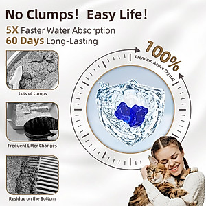 LaSyL Premium Crystal Cat Litter - 17.2 lb, Four Months Lasting - Superior Odor Control & Absorption, Non-Clumping, Low Tracking Silica Gel Safe for Pet, White & Blue (4 Bags of 4.3 lb)