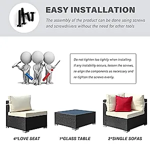 KAWIVAST Updated-7 Piece Patio Furniture Set, Sectional Sets, Patio Sectional Sofa, PE Wicker Patio Furniture Set, Outdoor Rattan Sectional Sofa, Patio Conversation Sets