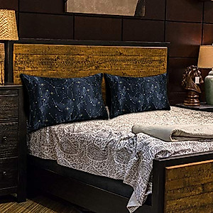 MANSPHIL Black Galaxy Stars Print Mulberry Silk Pillowcase Standard, Both Side 22 Momme 100% Silk Pillow Cases Cover with Hidden Zipper, Hypoallergenic Beauty Care for Hair and Skin, 20" x 26"