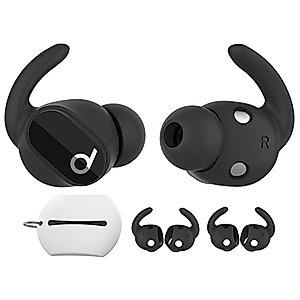 AhaStyle 3 Pairs Beats Studio Buds Ear Hooks Anti-Slip Ear Covers Silicone Accessories【Not Fit in The Charging Case】 Compatiable with New Beats Studio Buds 2021 (Black)