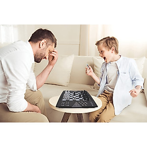 Lexibook Chessman® Elite Interactive Electronic Chess Game +, 64 Levels of Difficulty, LEDs, Family Child Board Game, Black/White, CG1300US