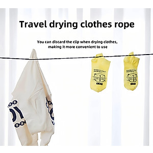 Generic Travel Clothesline - No Clips Needed! Stretchable Outdoor Clothes Line Ropes for Easy Drying-Clothes line Outdoors-Travel Clothesline for Hotel Room-Outdoor clotheslines for Outside (1.5M+3M)