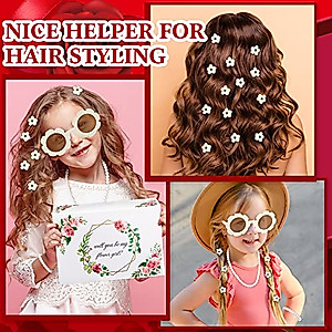 16 Pcs Flower Girl Proposal Box Kit Flower Girl Gifts Flower Girl Box Round Glasses Necklace Pearl Bracelet Diamond Pen Hair Scrunchies Rose Will You Be My Flower Girl for Wedding (Classic Color)