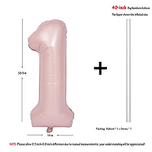 40 In Matte Pink Number Balloons Helium Foil Mylar Balloon Birthday Party banquet Decoration Digital 1