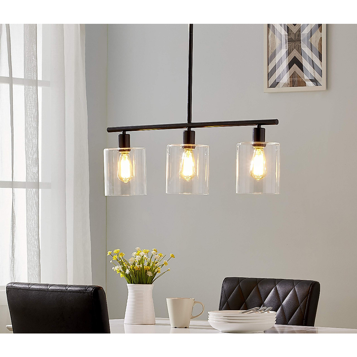 Clear Glass Lamp Shade Modern Cylinder Transparent Lamp Shade With 1-5/8 Fitter Drum Lamp Shade For Floor Lamps, Chandelier, Pendant Lighting Fixture, Table Lamp Replacement Lampshade 6.69"X5.9"